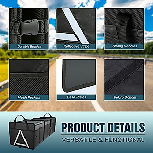 K KNODEL Sturdy Car Trunk Organizer with Premium Insulation Cooler Bag, Heavy Duty Collapsible Trunk Storage Organizer for Car, SUV, Truck, or Van (3 Compartments, Black)