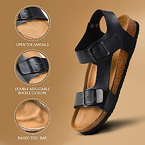 AEROTHOTIC Women's Arch Support Ankle Strap Sandal (Amulet Black, Size 8)