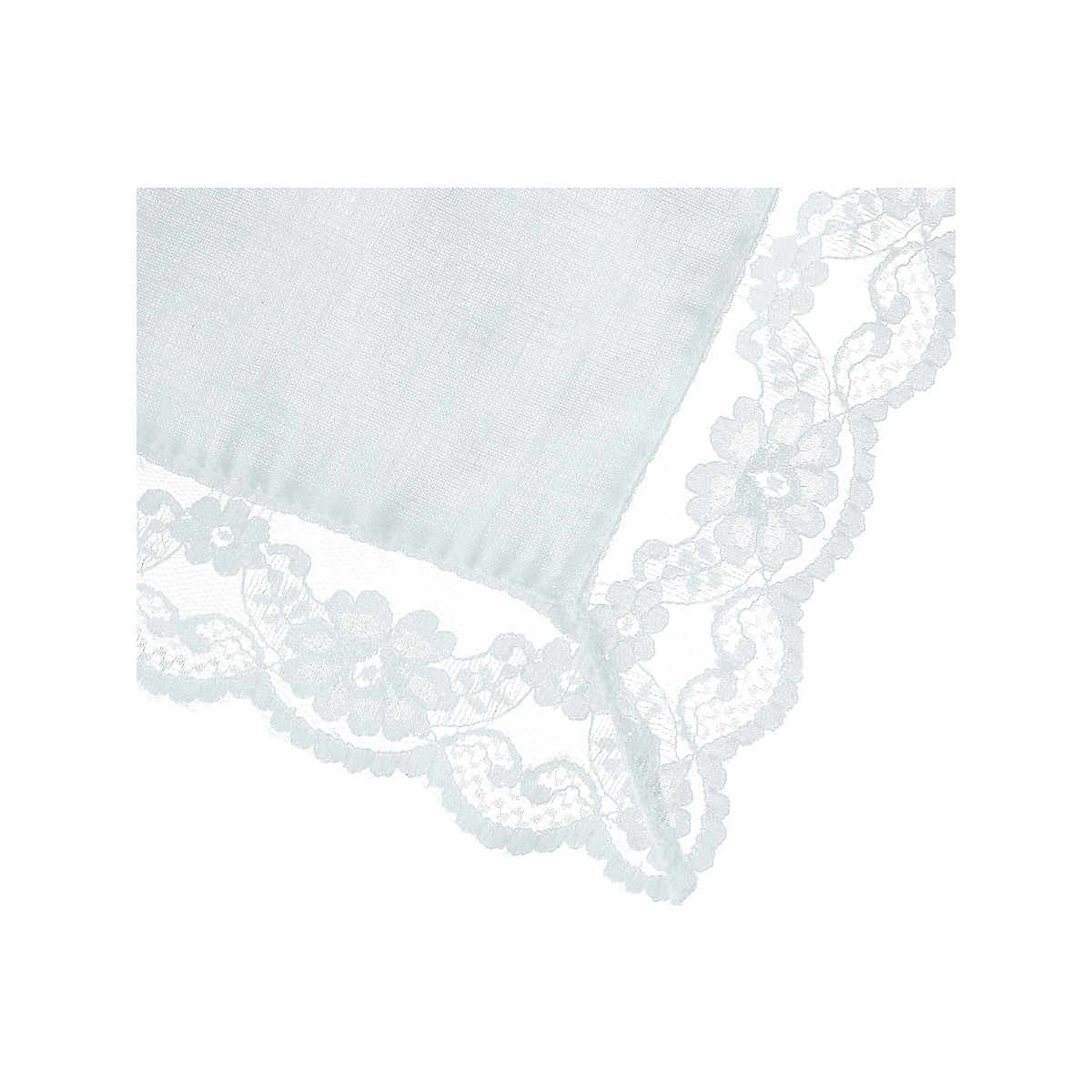 CTM® Women's Bridal Dress Lace and Linen Handkerchief, White