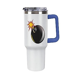 Bomb Exploded 40oz Water Bottle Double Wall Insulated Tumbler with Handle Leakproof Travel Mug Deep Blue-style