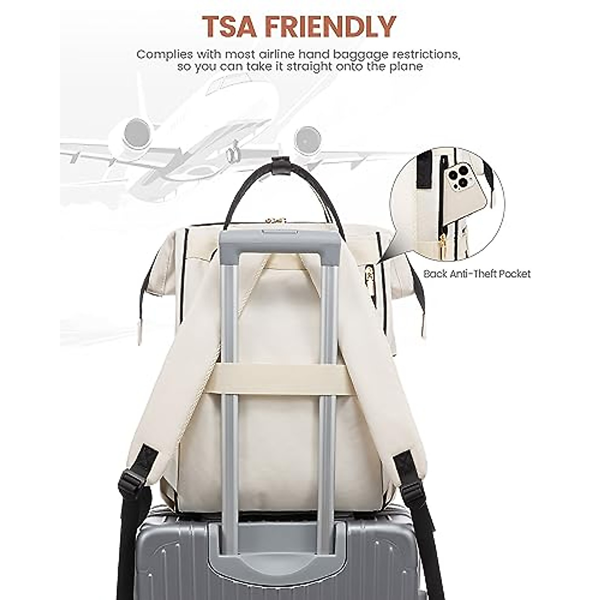 LOVEVOOK Laptop Backpack for Women Teacher Nurse Bag, 15.6 Inch Womens Work Bags, Waterproof Travel Backpack Purse, Business Computer Laptop Bag with USB Port, Black