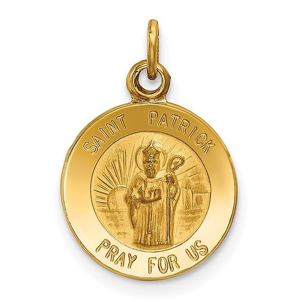 IceCarats 14K Yellow Gold Saint Patrick Medal Necklace Charm Pendant 19mm x 12mm Only