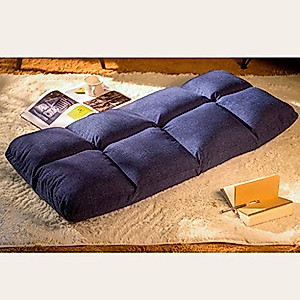 GYDJBD Lazy Folding Sofa, Tatami Bed Back Single Bedroom Crib Sofa, Cotton and Linen, Blue