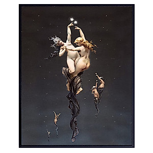 Pagan Fairy Decorations - Celtic Woman Mythology Wall Art - Witches Witch Decor - Celestial Witchcraft Wicca Wiccan Witchy Room Decor - Paganism Black Magic - Goth Gothic Home Decor
