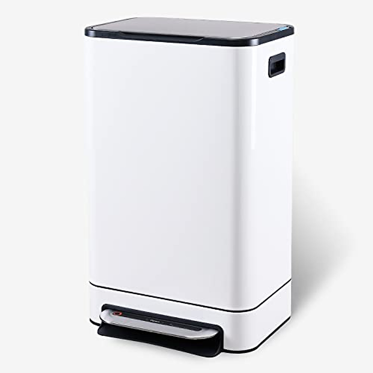 ELPHECO Kitchen Trash Can 13.2 Gallon Stainless Steel Garbage Bin with Soft Slow Lid, 50 Liter Pedal Trash Can, Durable Pedal, Removable Plastic Inner Bucket Waste Bin for Office, Kitchen, White