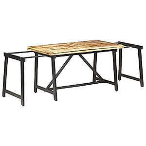 VRAXO Extendable Dining Table 110.2"x31.5"x29.5" Solid Mango Wood,Kitchen & Dining Room Tables-132.31lbs