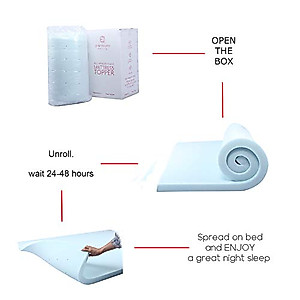 Empyrean Bedding Mattress Topper - 3 Inch Memory Foam Mattress Topper, Gel Infused Cooling Mattress Pad, California King Size.