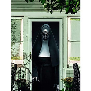 Halloween 3D Nun Door Mural Sticker - 30 x 80 Inches Self Adhesive Door Decal Sticker Horror Ghost Nun Door Wallpaper Peel and Stick Removable Vinyl Decals for Terror Scary Home Party Bar Props