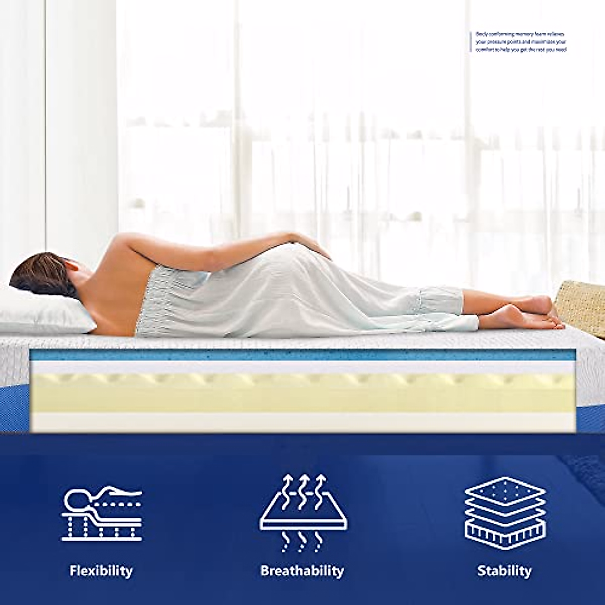 Olee Sleep Aquarius 10-Inch Memory Foam Mattress Blue King