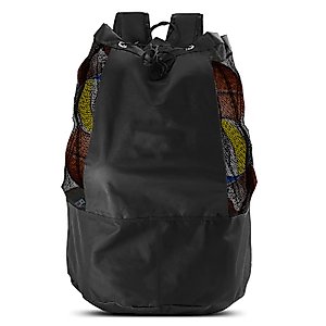 Brynnl Extra Ball Bag ,Large mesh equipment bag black , Soccer Ball Bag with Adjustable Shoulder Strap ,600D Oxford Cloth mesh sports bag for Holding Soccer/Football/Volleyball(Holds 15 Balls)