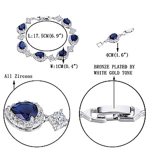 EVER FAITH Wedding Bridal Bracelet for Brides Bridesmaids, Blue Cubic Zirconia September Birthstone Teardrop Tennis Bracelet for Women Jewelry