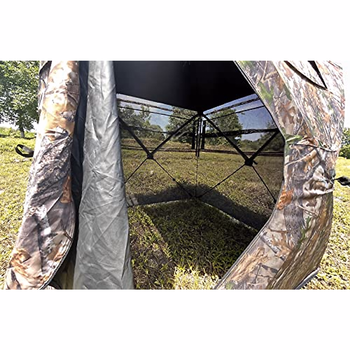 CROSS MARS Extra Large Tall 3-4 Person 5-Sided Hunting Blind 288 Degree See Through Ground Camouflage Portable Pop Up Turkey Deer Blinds Tent