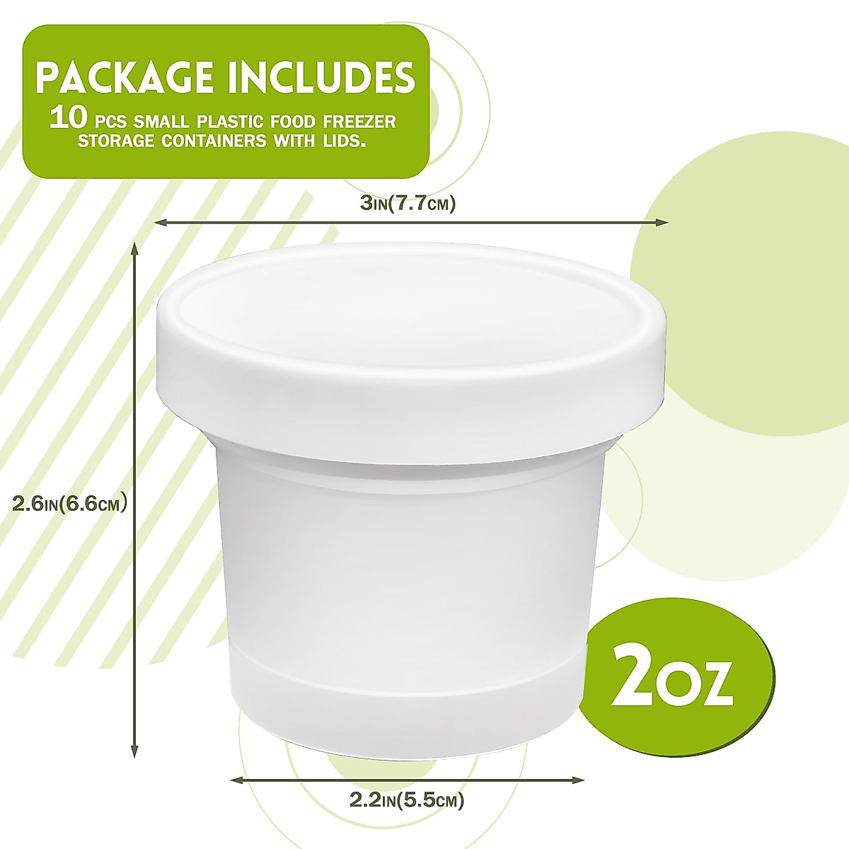 ISUSSER 10 Pack 2oz Reusable Small Plastic Containers with Screw Lids, Small Food Storage Freezer Containers, Deli Containers Stackable Food Storage Jars, Sauce Condiment Jars Lunch Box Accessories