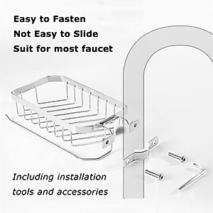 Faucet Sponge Holder for Kitchen Sink, ZeJlo Faucet Rack for Kitchen Sink and Shower Caddy, Premium SUS304 Stainless Steel Detachable Hanging Faucet Drain Rack for Soap Sponge Brush Scrubber