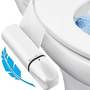 Bidet Attachment for Toilet, Ultra-Slim Non-Electric, Self Clean Bidet Sprayer, Adjustable Water Pressure, Dual Nozzle for Feminine/Posterior Wash, Easy to Install, White, BELLEARLY