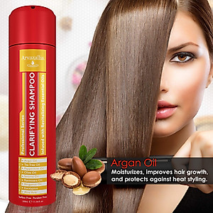 Arvazallia Clarifying Shampoo with Revitalizing Essential Oils - Professional-Grade Anti-Residue Cleanser Infused with Argan, Tea Tree, Peppermint, Olive, Sesame Oils, and Aloe