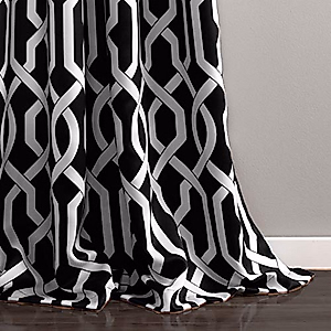 Lush Decor Edward Trellis Curtains Room Darkening Window Panel Set for Living, Dining, Bedroom (Pair), 84” x 52”, Black