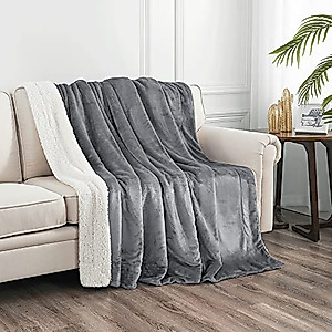 StangH Grey Fleece Sherpa Throw Blanket - Super Soft Fuzzy Lightweight Fleece Microfiber Blanket Reversible Velvet Plush Couch Blanket for Winter, Throw Size 50 x 60