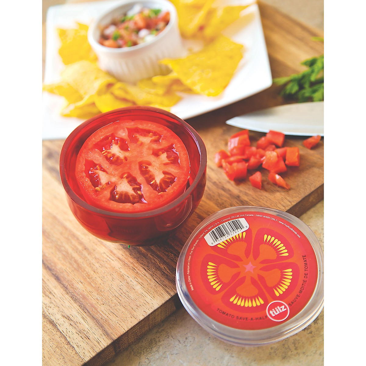 Tulz Tomato Save-A-Half, 4 x 4 x 3 inches, Red
