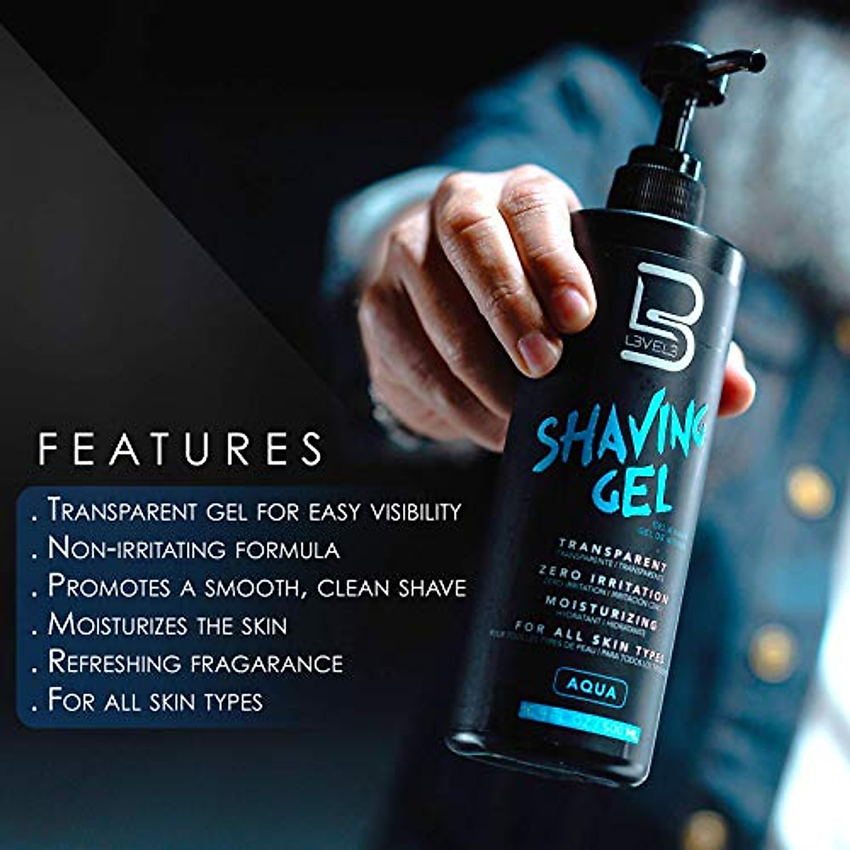 Level 3 Shaving Gel - Straight Razor Shave Gel - Non-Irritating - Refreshing Smell L3 - No Hot Towel Necessary - Level Three Razor Gel (Aqua)