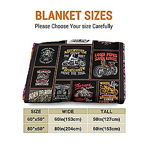 Launchigo Personalized Motorcycle Blanket, Biker Blankets, Rider Blanket. Premium Quality Outdoor Blanket. Fleece Throw Biker Blanket for Birthday & Christmas. (Biker Blanket 01, 60" X 80")