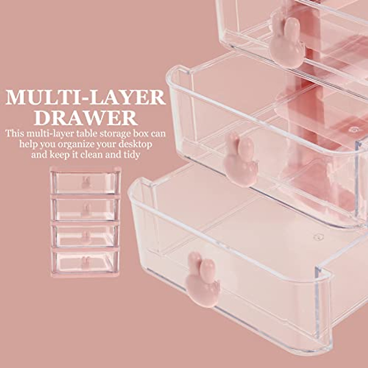 Tofficu 4 Drawer Plastic Storage, Clear Clear Plastic Drawers Storage, 5.3 * 6.7 * 8.3inch Drawer Plastic Drawer Desktop Storage for Craft Organizers And Storage
