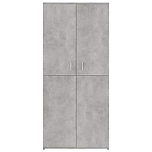 Shoe Cabinet Storage File Rack Organizer for Filing Kitchen Bathroom Toilet Pantry Corner Home Holder Shelf Outdoor Indoor Wall Garage Lock Concrete Gray 31.5"x15.4"x70.1" Chipboard
