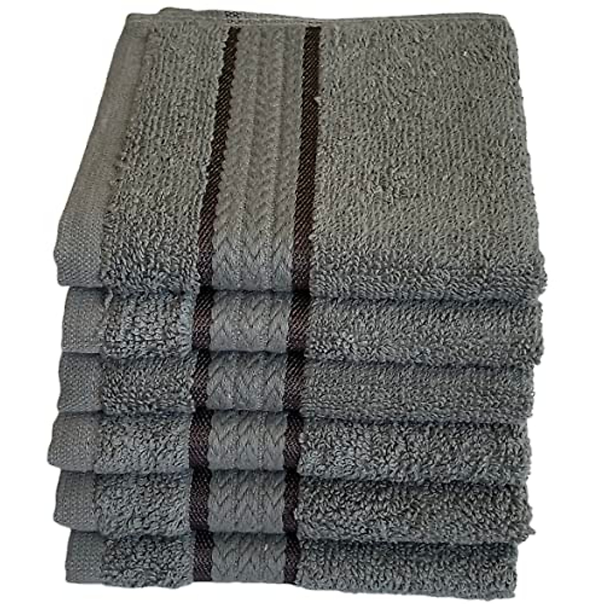 Washcloths, Set of 6 - 100% Ring Spun Cotton Wash Cloth – Thick Loop Pile Washcloth - Extra Absorbent and Soft – Lint Free Face Towel – Perfect for Bathroom Machine Washable Size 12 X 12 inch.