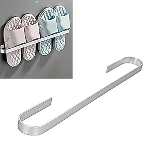 VTOSEN Bathroom Hardware Tower Bar Stainless Steel Towel Rack Adhesive Wall Mounted Towel Single Bar for Bathroom, Kitchen, Bedroom Black