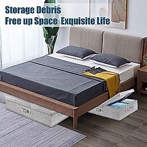 Supowin Underbed Storage Containers 3 Pack, Large Under Bed Storage Bins with Lids, Foldable Sturdy Under the Bed Storage Drawer for Organizing Clothes, Shoes, Blankets, Pillows-Grey