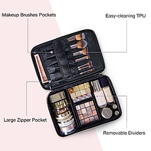 LIGHT FLIGHT Large Makeup Case, Travel Makeup Bag Cosmetic Case Organizer Portable Storage Bag with Adjustable Dividers for Cosmetics Makeup Brushes Toiletry Digital Accessories (Medium, Pink)