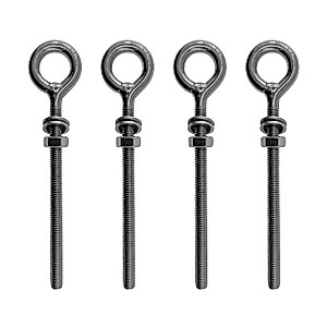 US STAINLESS 4 Pieces Stainless Steel 316 M6 Eye Bolt 6mm x 80mm (1/4" x 3 3/16") Marine Grade Pitch of 1