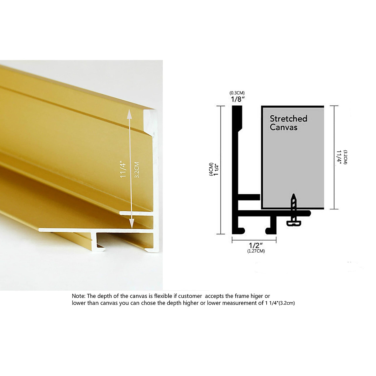 GVS-ART DIY Metal Floating Frame for 24X36 Canvas Painting Art,1 1/4"(3.2cm) Depth, Floater Frame,Mental Frame Kit, Cut to Pieces,Not Include Canvas or Mat.Black Frame