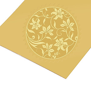 CRASPIRE Gold Foil Certificate Seals Flower Pattern 2" Round Self Adhesive Embossed Stickers 100pcs for Invitations Certification Graduation Notary Seals Corporate Seals Monogram Emboss