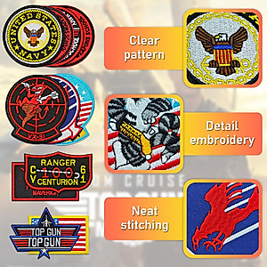 12 PCS Top Gon Patches, Morale Patches Pilot Iron on Patches, US Military Patches Airsoft Patches Flight Patches for Jackets Tactical Patches for Backpacks Bundle, Hook & Loop