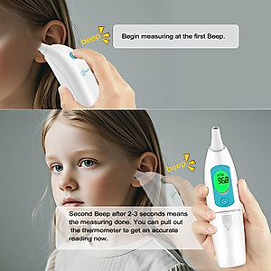 Ear Thermometer for Adults and Kids, Digital Thermometer with Fever Alarm and Instant Accuracy Readings, Infrared Thermometer Gun for Infants, Baby Thermometer, Fast, Reliable
