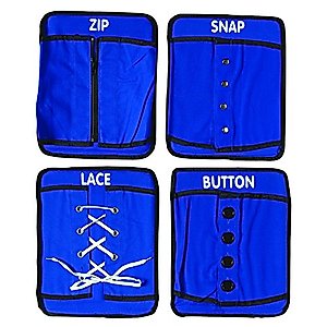 Constructive Playthings Kids Dressing Board Toys, Blue (Set of 4)