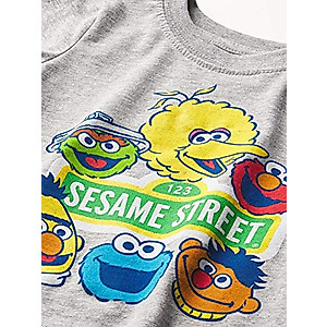 Sesame Street boys Elmo Cookie Monster Big Bird, Oscar the Grouch Short Sleeve Tee T Shirt, Heather Gray, 2 US