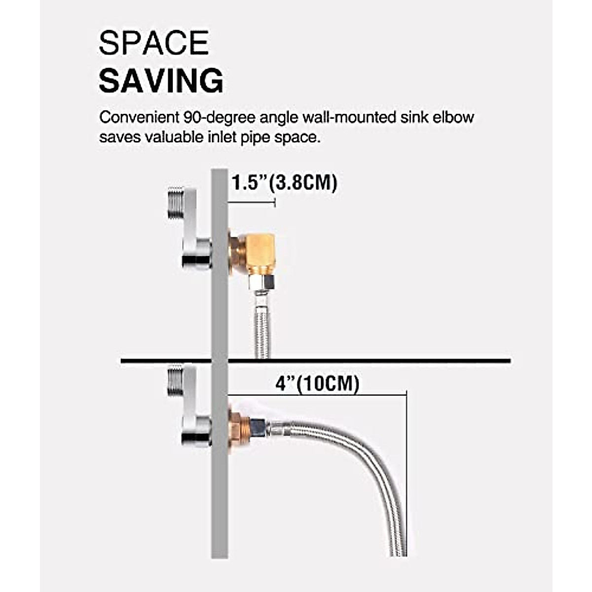 2 PCS B-0230-K Wall Mount Faucet Installation Kit - for T&S B-0230 Style 1/2‘’ NPT Faucets Replacement Include 2 PCS 1/2" NPT Short Elbows, Nipples, Lock Nuts, Washers - Brass