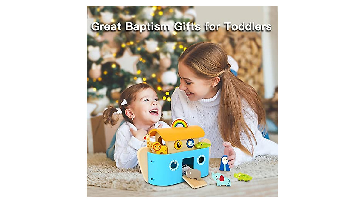 TOOKYLAND Noah's Ark Wooden Shape Sorter for Toddlers