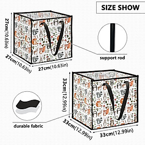 senya Large Collapsible Storage Bins with Handles Woodland Animals Foldable Laundry Hamper Cubes Fabric Basket Closet Organizer Containers Box for Home Bedroom Office 13 x 13 x 13in B06D22016