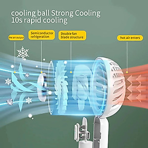 Handheld fan with ice cooling mode, Personl cooling fan for women and men, Portable fans that blow cold air, for home office outdoor travel (White)