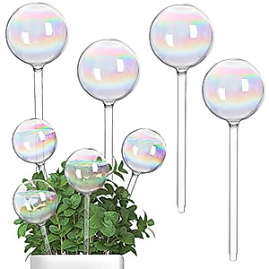 Sawowkuya 4 Pcs Plant Watering Globes, 9 Inch Iridescent Self Watering Planter Insert, Glass Plant Watering Devices for Indoor and Outdoor Plants Accessories