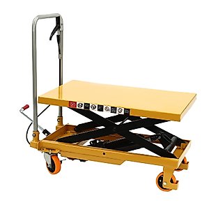 BICKKOMG 500Lb Hydraulic Lift Trolley, Manual Single Scissor Lift Table with 4 Wheels Hydraulic Scissor Forklift with Lift Height for Handling Goods, Material Handling and Transporting