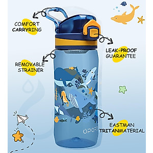 Opard 17oz Kids Water Bottle with Leak Proof Flip-Top Lid, Reusable BPA-Free Tritan for School and Travel