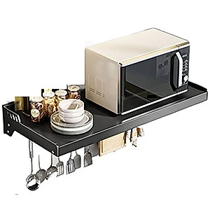 Microwave oven rack Kitchen Microwave Storage Rack, Wall Mounted Oven, Electric Rice Cooker, Multifunctional Wall Bracket, No Punching Storage Rack Kitchen storage rack ( Color : Brass , Size : 49cm )