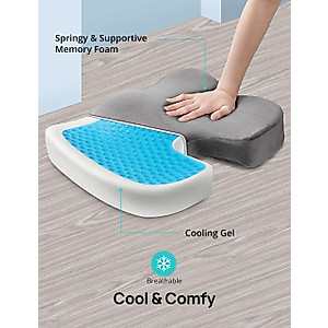 Evajoy Seat Cushion for Office Chair, Gel & Memory Foam Cushion with Ergonomic Design, Carrying Handle, Non-Slip Butt Pillow for Lower Back, Coccyx, Sciatica, Tailbone Pain Relief