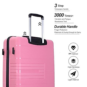 Tripcomp Luggage Sets Hardshell Travel Durable Suitcase Sets with Spinner Wheels TSA Lock, Carry-on,Luggage 3piece Set (20inch/24inch/28inch) (Pink)