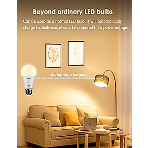 Rechargeable Light Bulbs LED Battery Backup Light Bulb with Remote Control Battery Operated Emergency Bulb Lamps for Home Power Outage and Camping Outdoor Activity Dimmable 7W 600LM Soft White