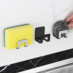 Sponge Wipe Two-Sided Cleaning Sponge Thickened Sponge Scouring Pad Stainless Steel Sponges Holder Self Adhesive Sponges Organizer Drain Racks